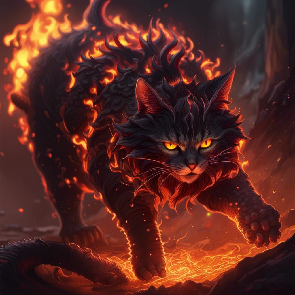 crazy inferno cat from hell - AI Generated Artwork - NightCafe Creator