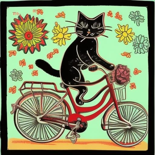 Cat on a Bike - AI Generated Artwork - NightCafe Creator