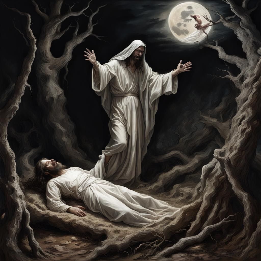 Jesus meets his Doppelganger in Gethsemane - AI Generated Artwork ...