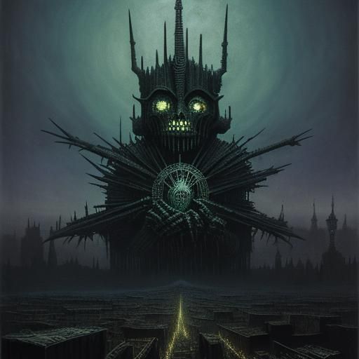 Desolate wasteland DEMON jester :: HELLSCAPE city :: fairy lights ...