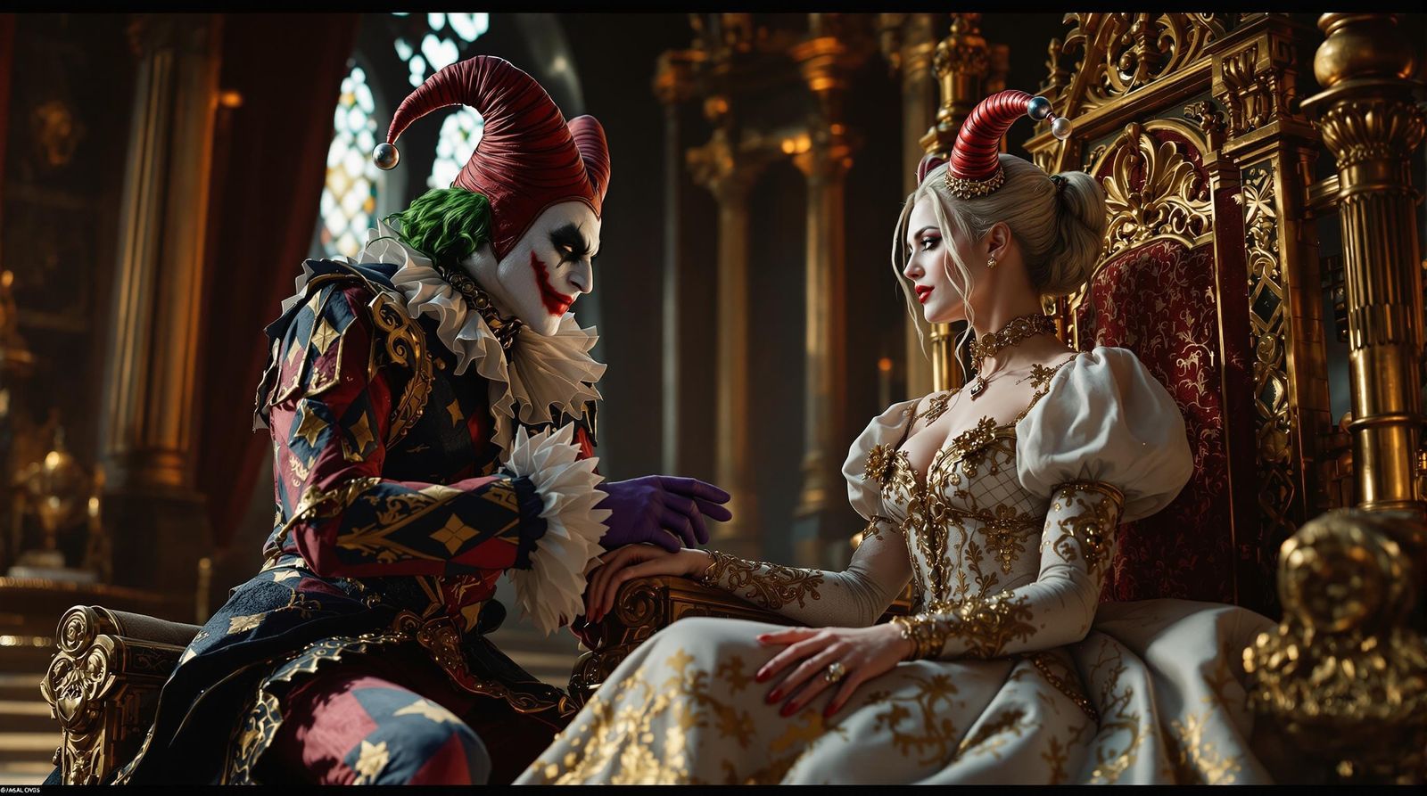 Hyperrealistic Joker in 14th Century Court Jester ... - AI Art