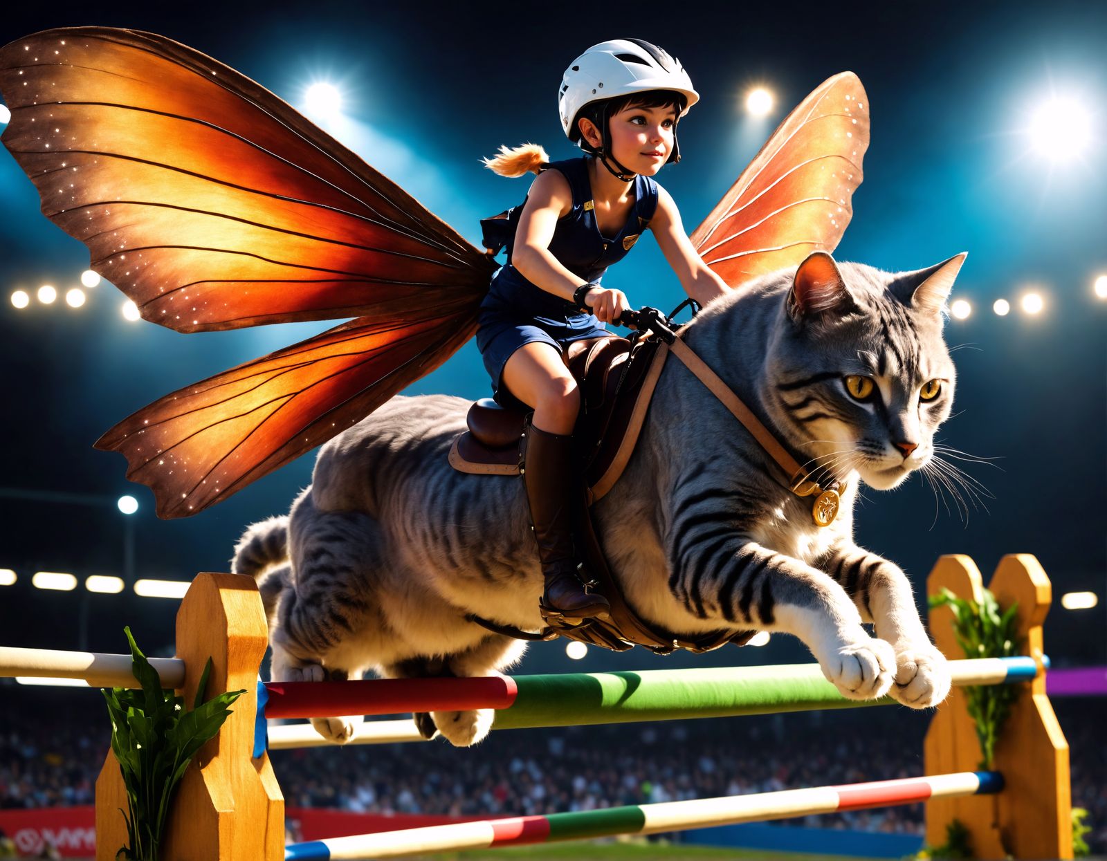 Pixies showjumping with cats - Pixies Compete in Thrilling C...