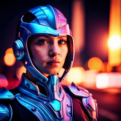 Portrait of a cyborg girl wearing futuristicf - AI Generated Artwork ...