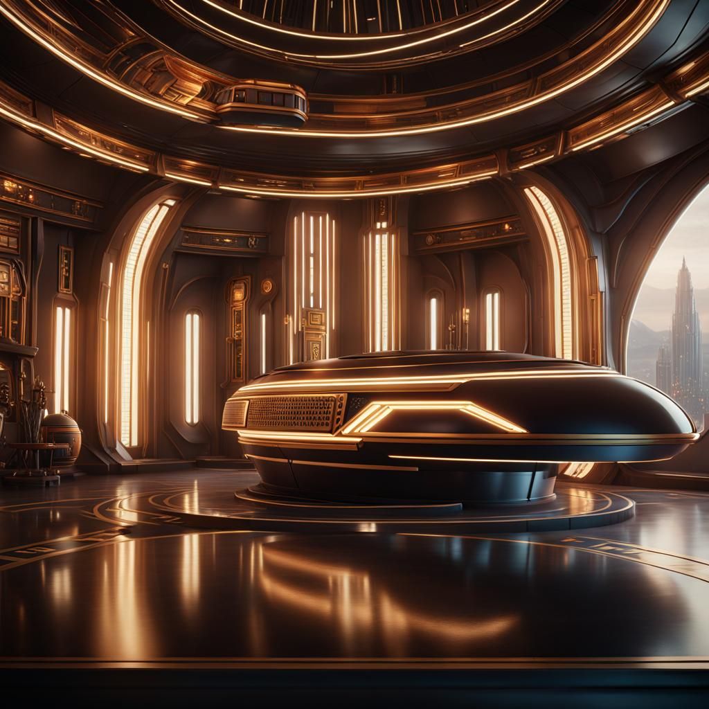 Art Deco Futuristic Spaceship Cargo Bay. - AI Generated Artwork ...
