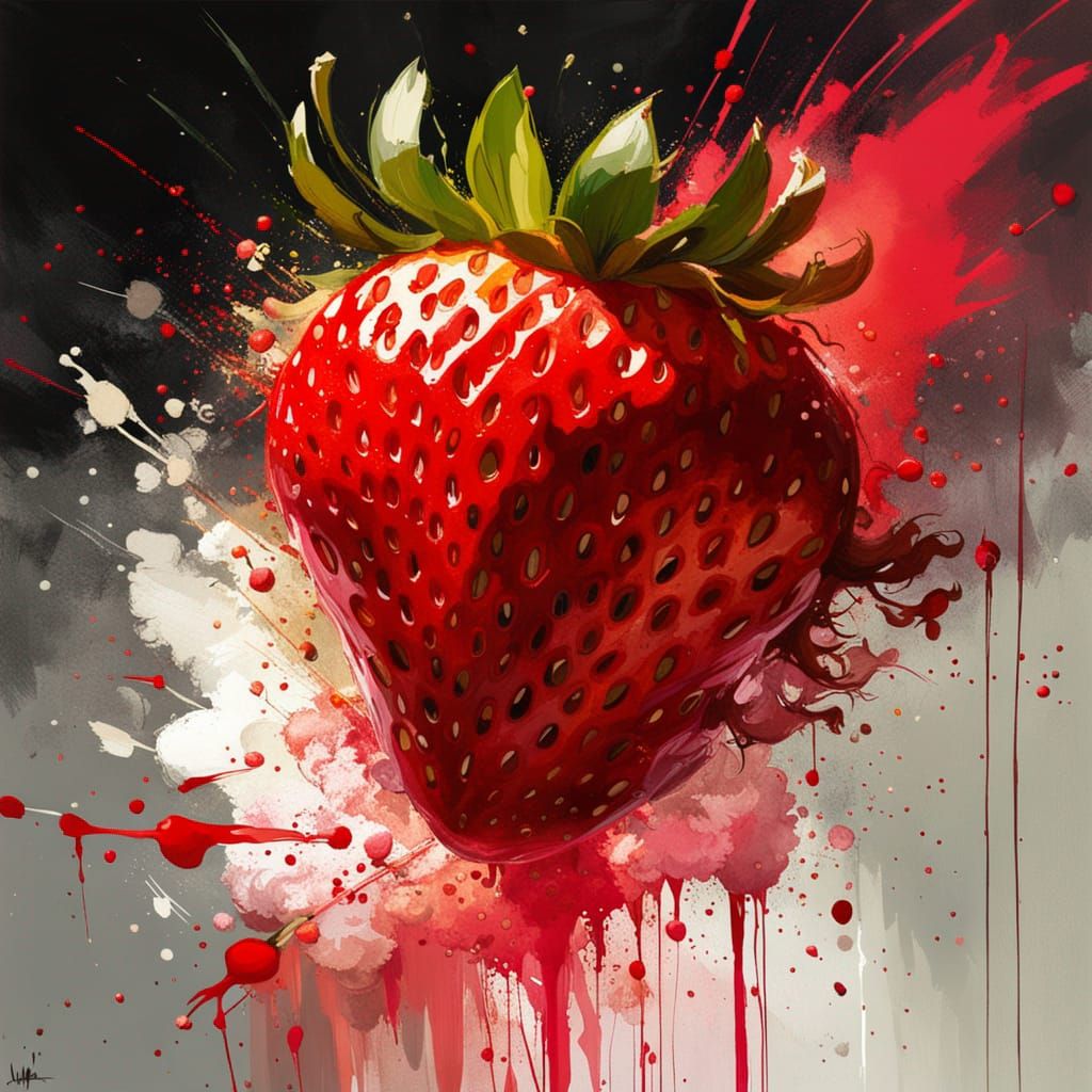 exploding strawberry - AI Generated Artwork - NightCafe Creator