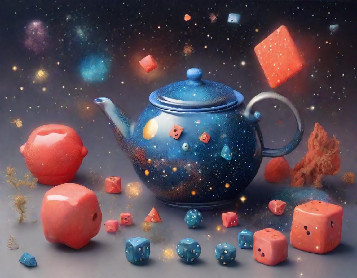 Random Objects in Space, cosmic star field, tea pot, dice, coral - AI ...