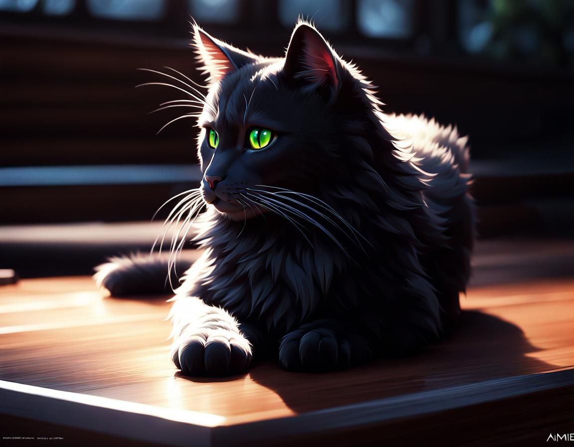 cat By artist "anime", 3d anime art, inspired by WLOP, Artstation, # ...