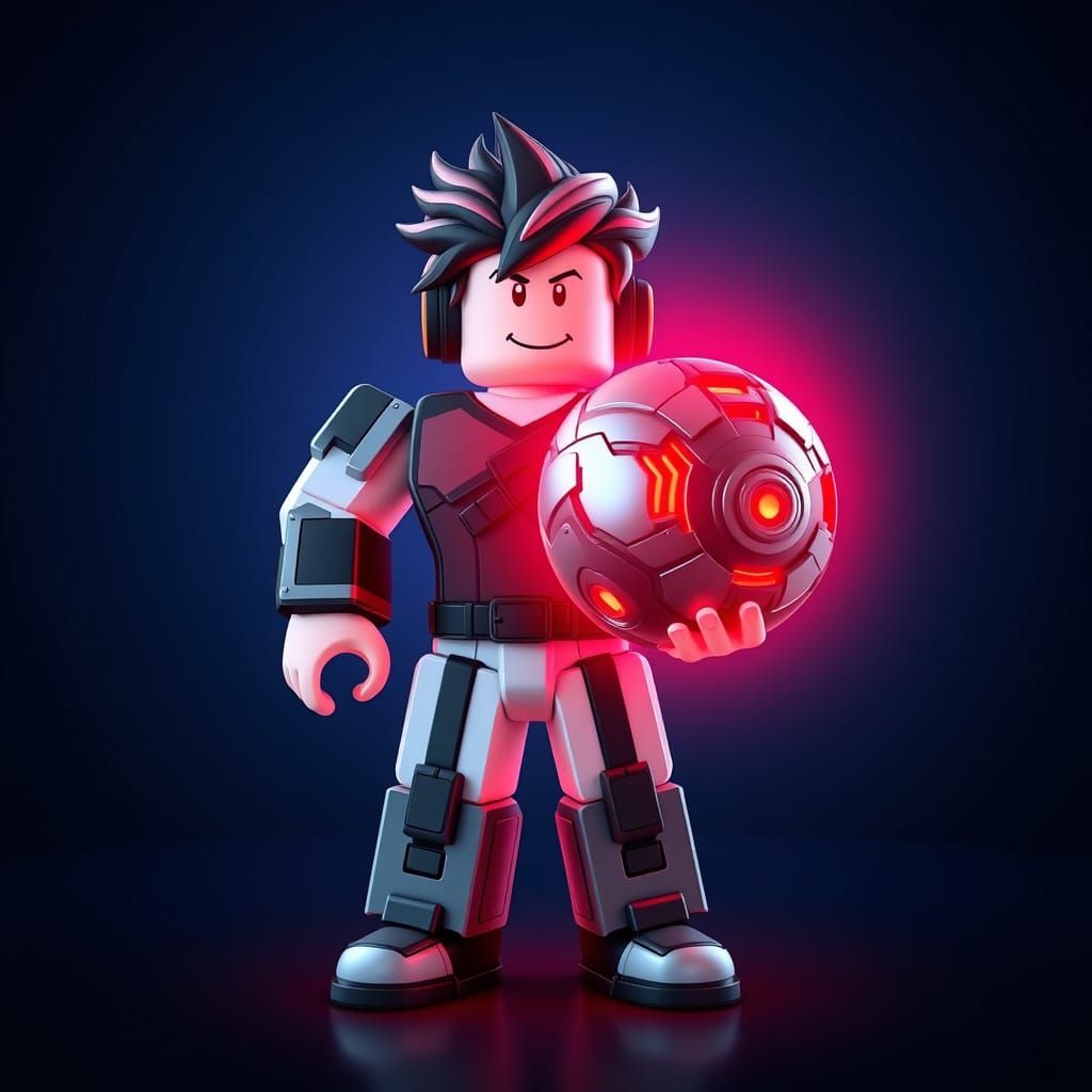 Stylized Roblox Character with Red Aura and High-T... - AI Art