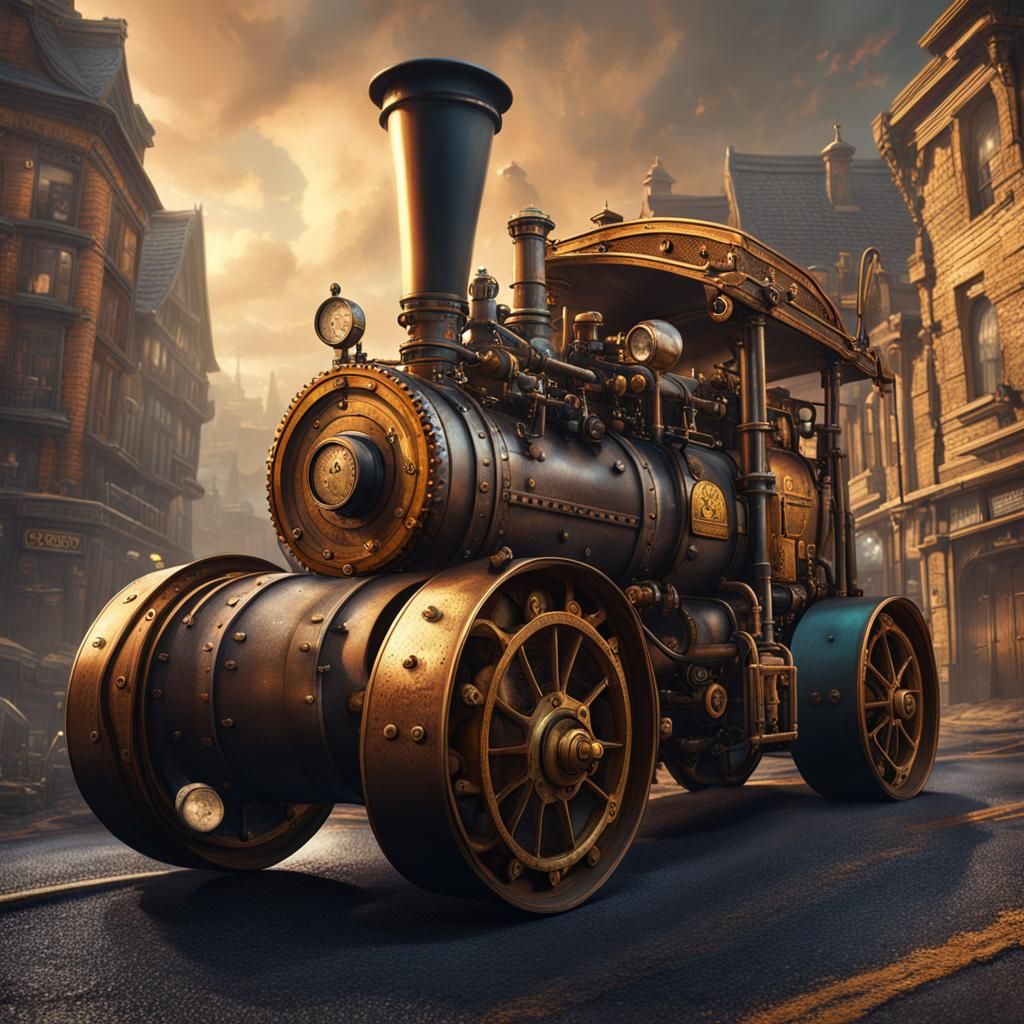 Steampunk steamroller - AI Generated Artwork - NightCafe Creator