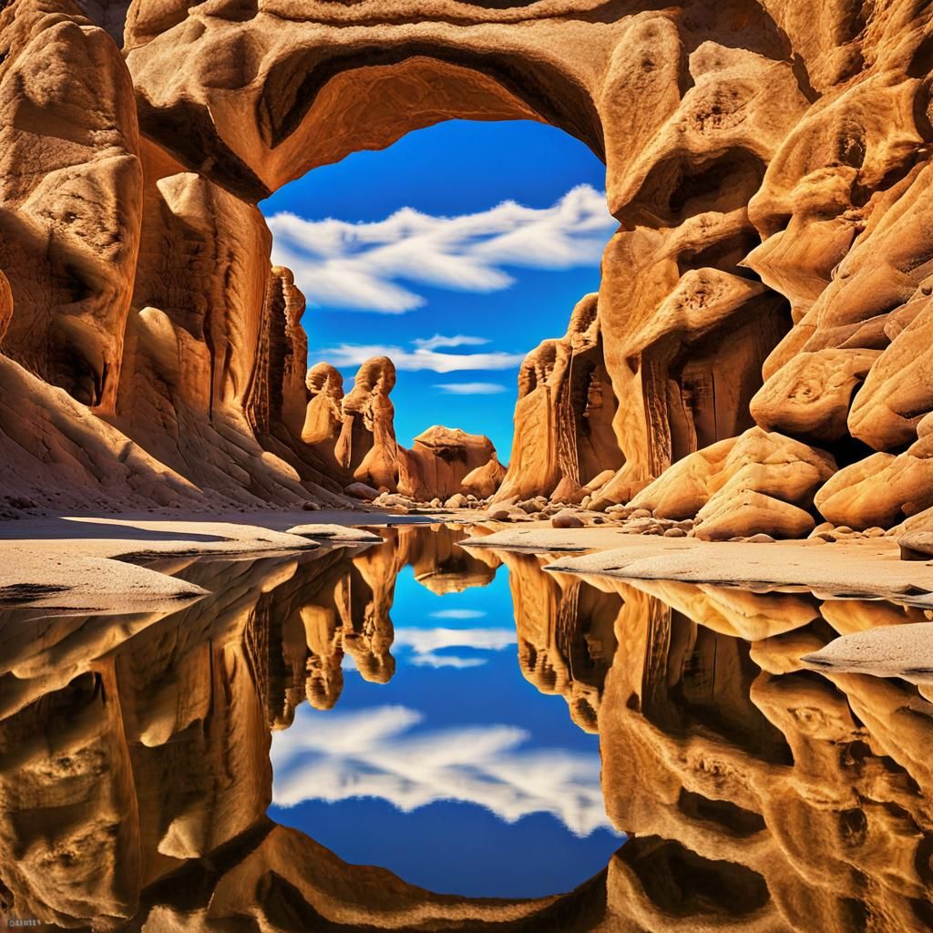 Golden Arch Reflection - AI Generated Artwork - NightCafe Creator