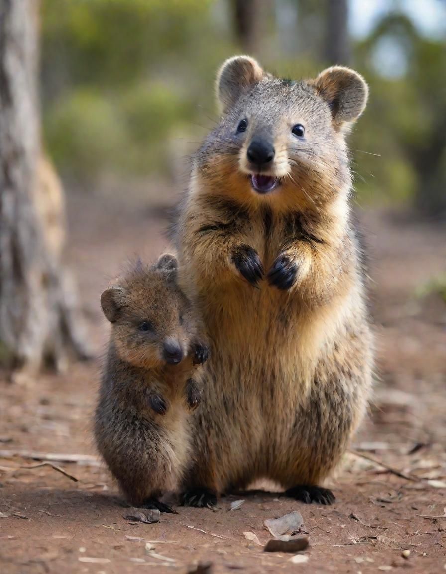 Happy Quokka and its baby - AI Generated Artwork - NightCafe Creator