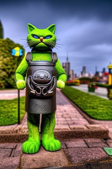 Oscar the Armored Grouch Cat - AI Generated Artwork - NightCafe Creator