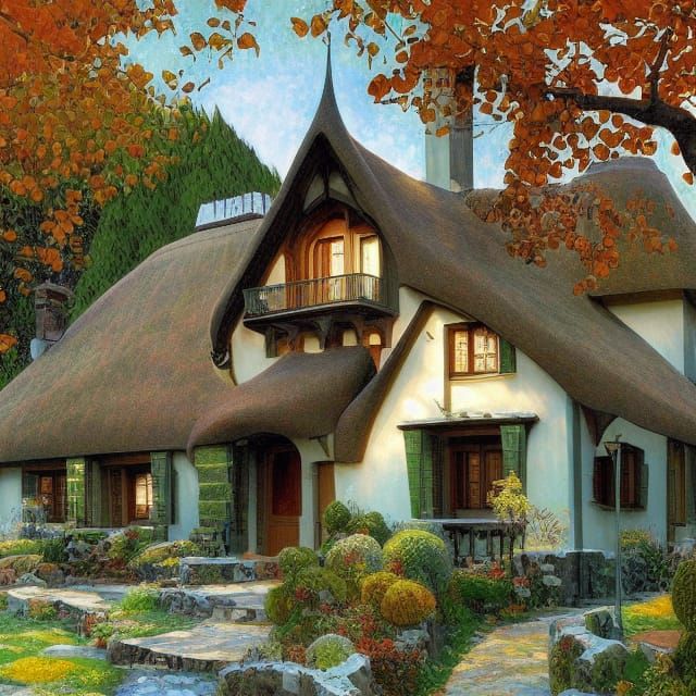 The cottage in autumn - AI Generated Artwork - NightCafe Creator