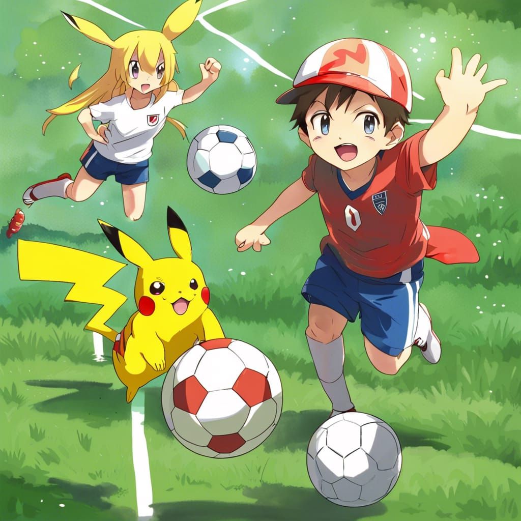 Pikachu playing soccer with friends. - AI Generated Artwork - NightCafe ...
