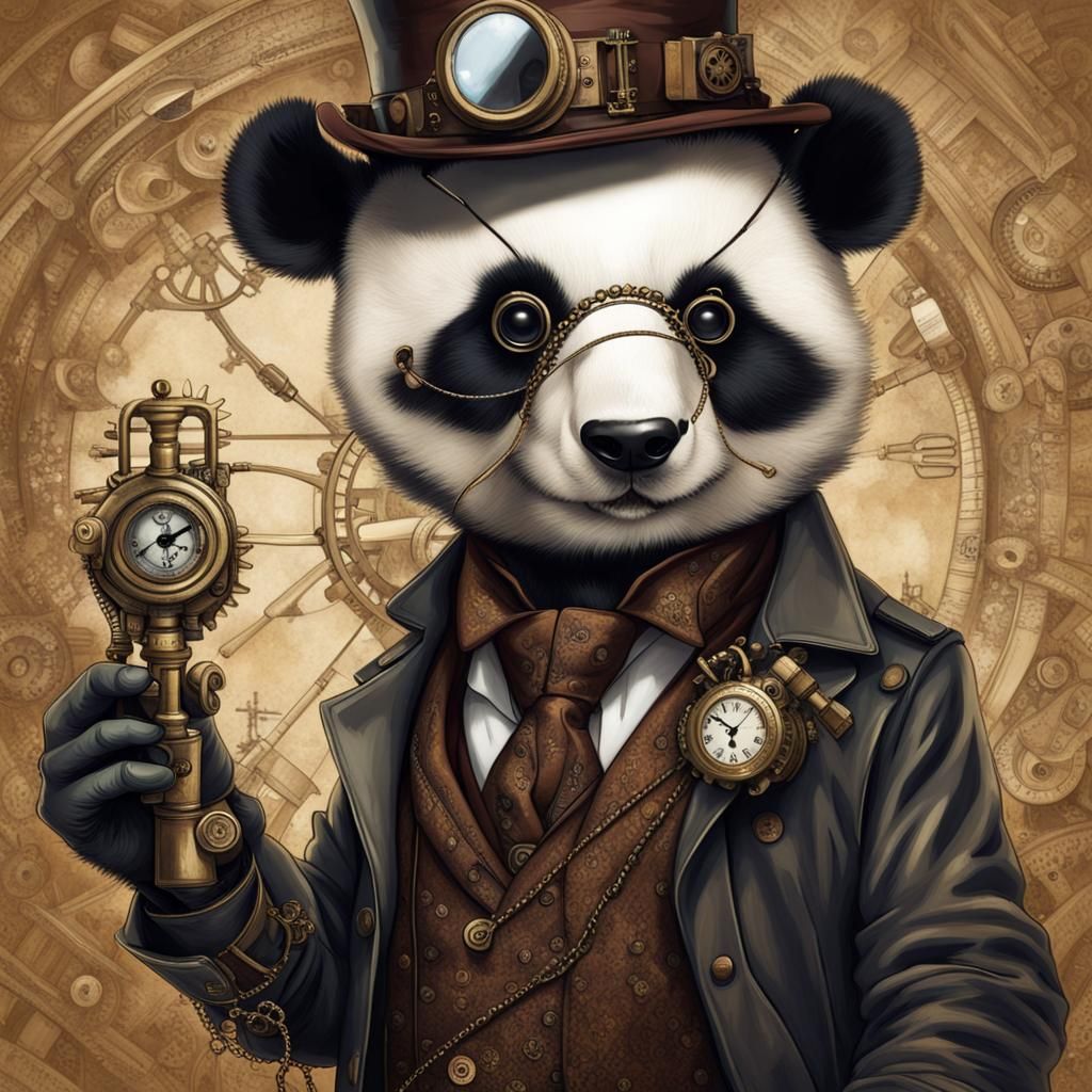 Sherlock panda steampunk - AI Generated Artwork - NightCafe Creator