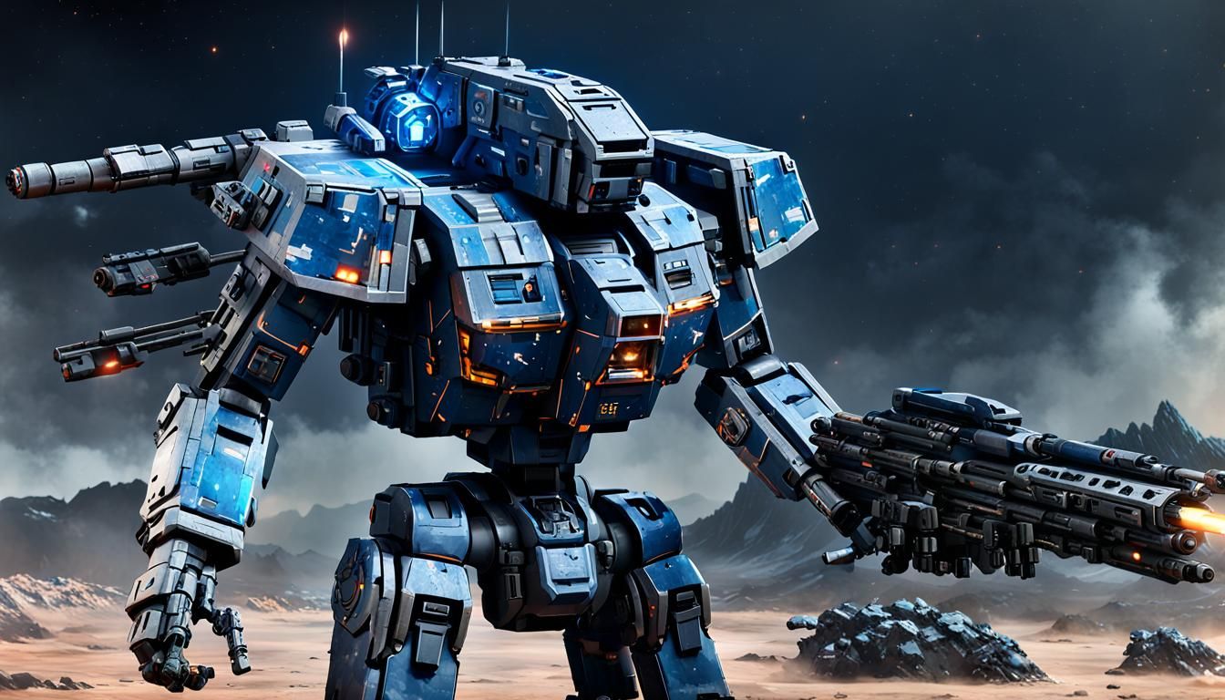 realistic assault mech with camouflage colors,Clan Spacewolf logo ...