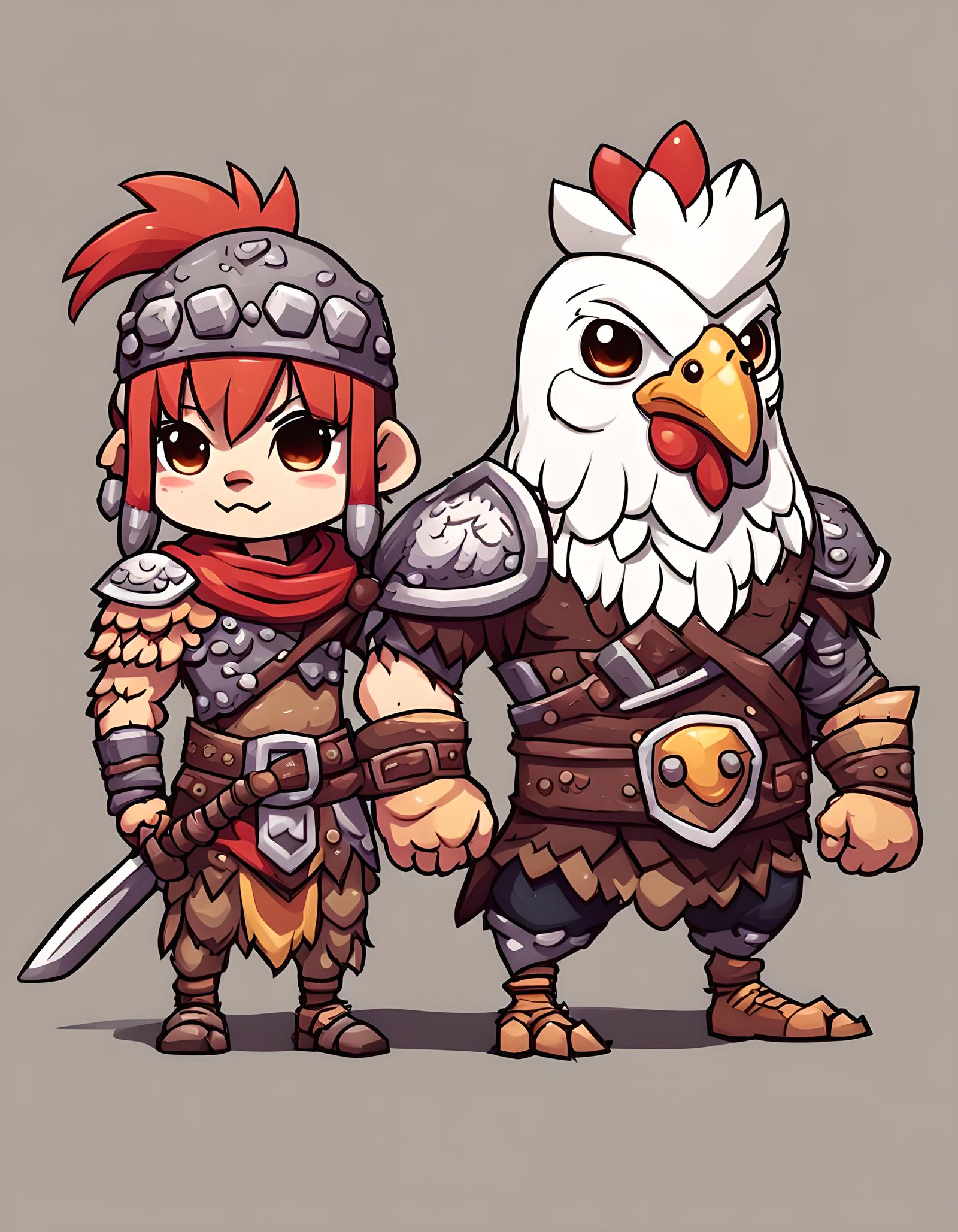 A Chibi Chicken Barbarian And A Chibi Human Barbarian - AI Generated ...