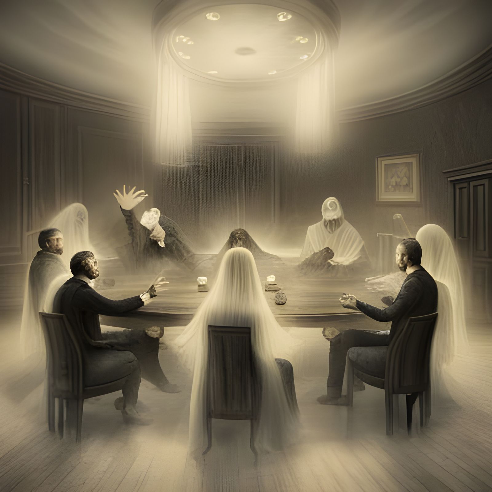 Ghosts visit a séance. - AI Generated Artwork - NightCafe Creator