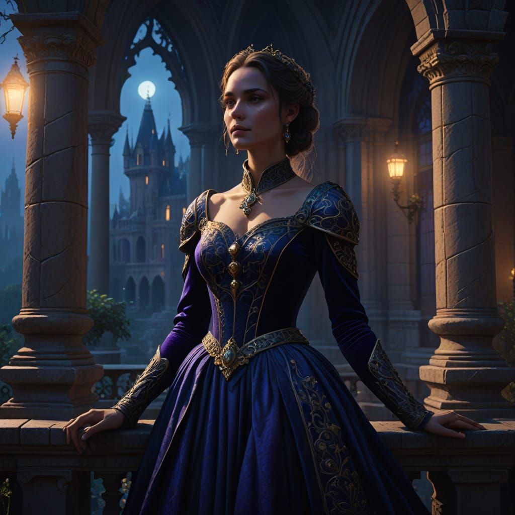 Ethereal Palace Goddess in Moonlit Glory - AI Art