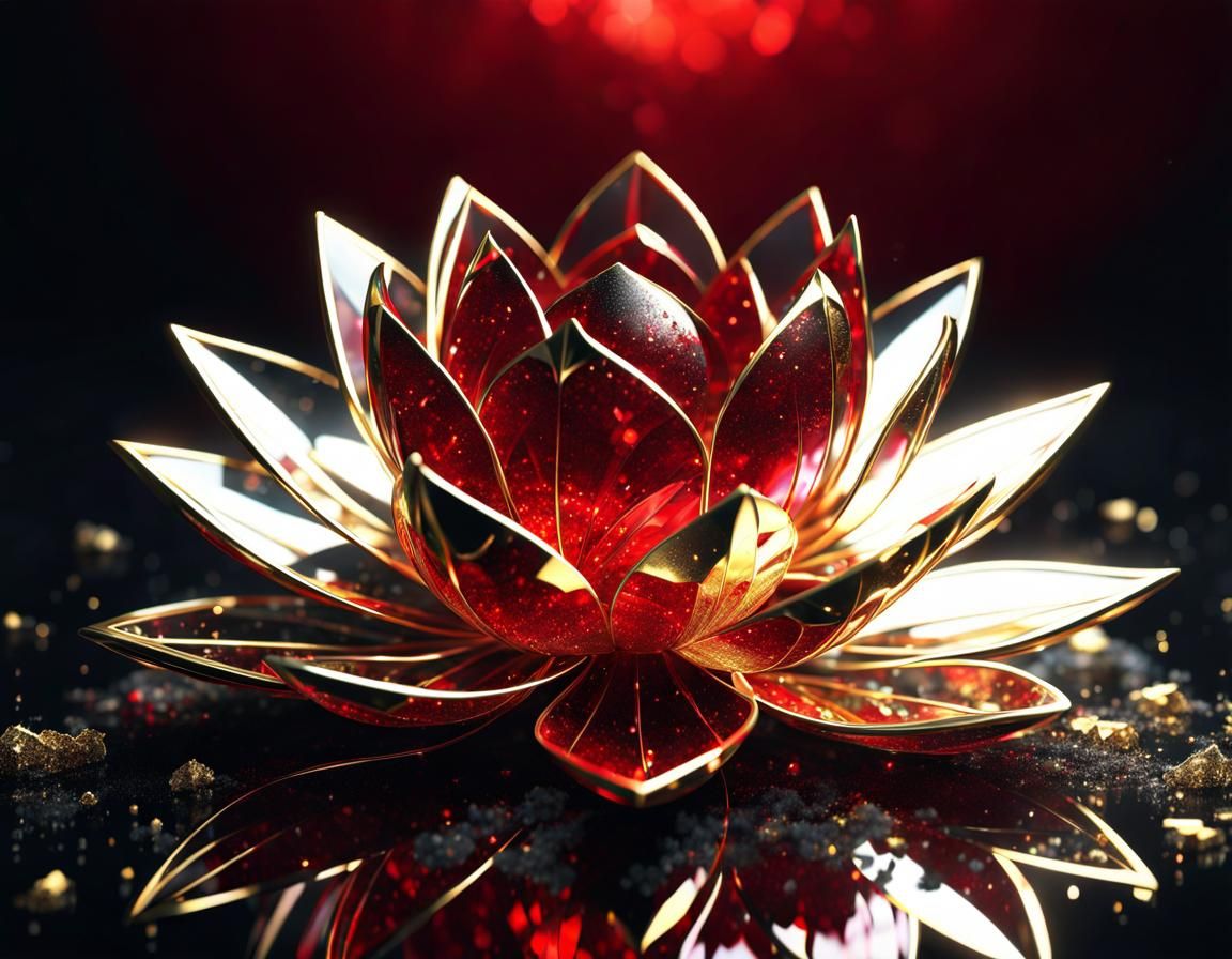 Red & gold lotus - AI Generated Artwork - NightCafe Creator