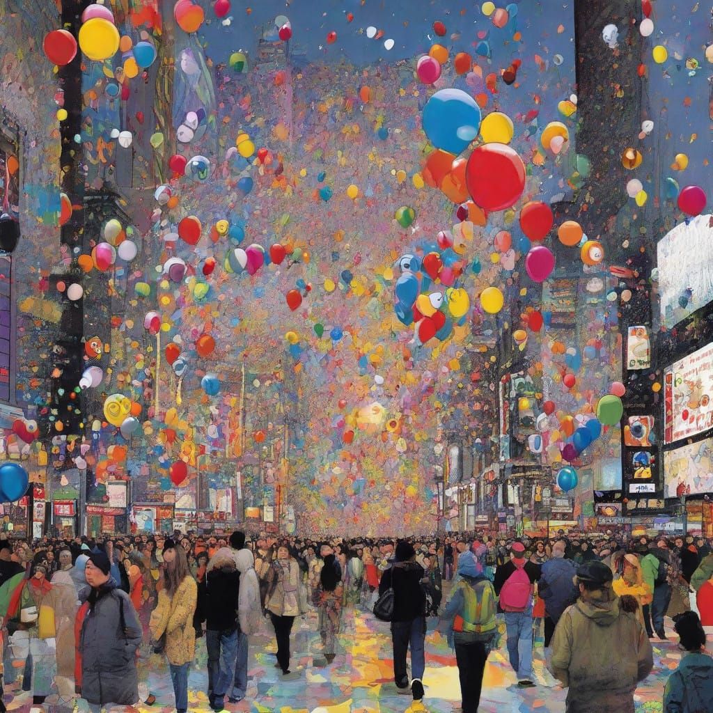 New Year's Eve in Futuristic Times Square - AI Art