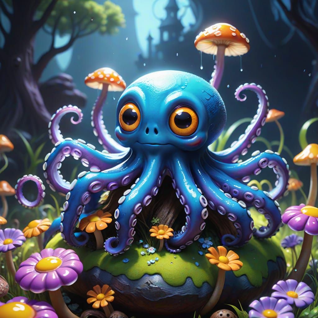 Vibrant Fae Creature in Whimsical Fantasy Landscap... - AI Art