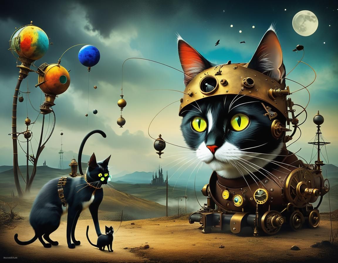 Surrealist Cats, Joan miro style - AI Generated Artwork - NightCafe Creator