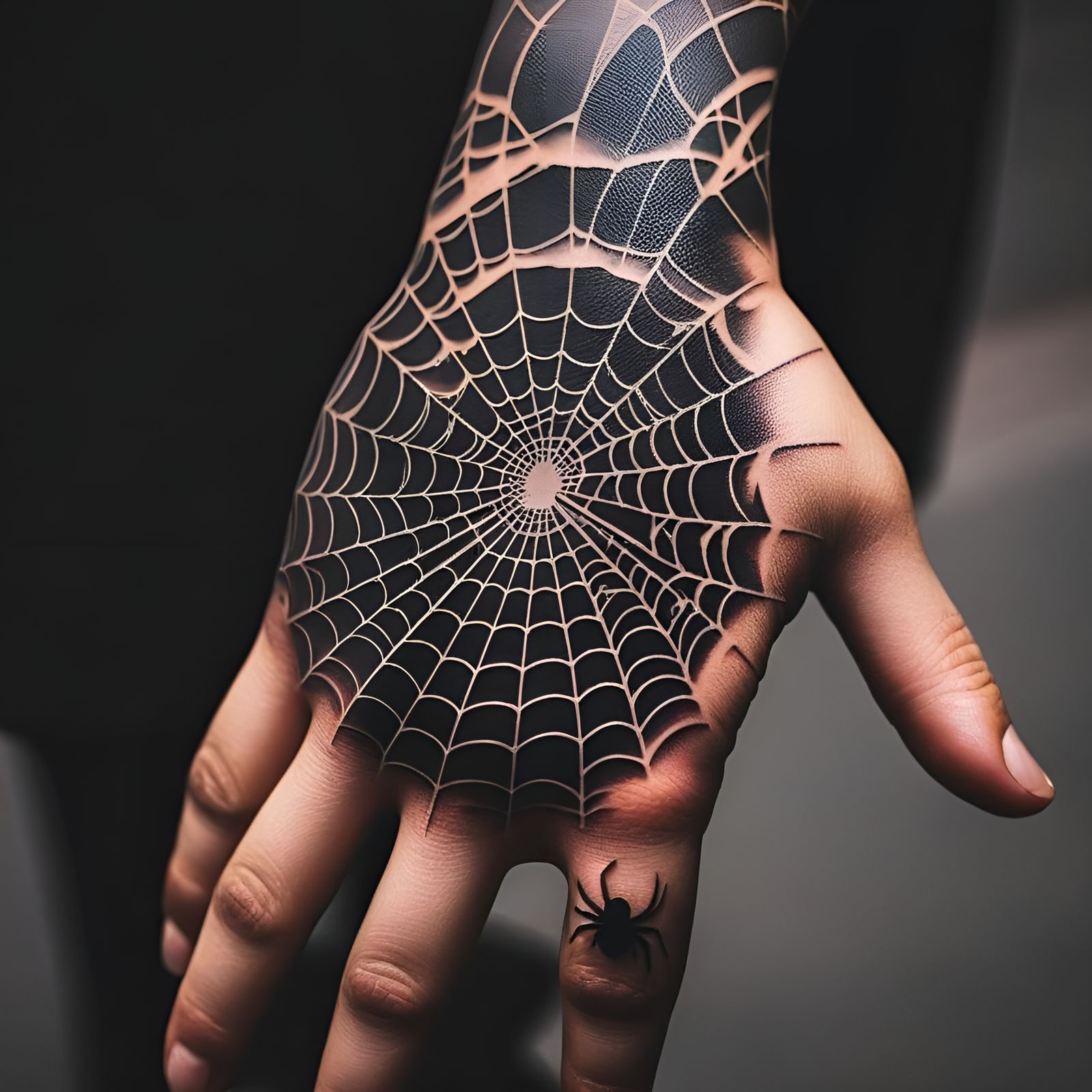 A human hand with spiderweb tattoo - AI Generated Artwork - NightCafe ...