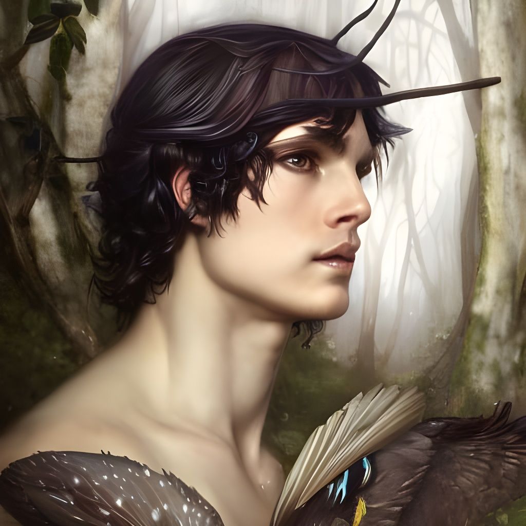 Handsome raven druid, male - AI Generated Artwork - NightCafe Creator