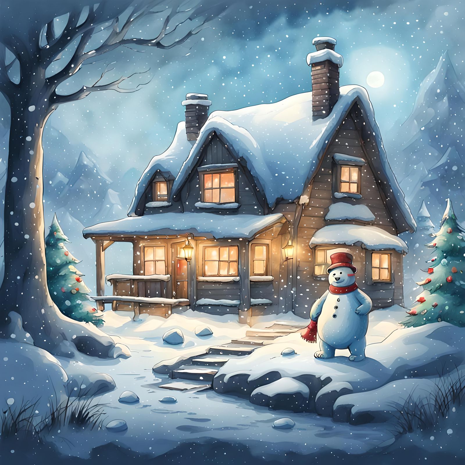 Snowman House - AI Generated Artwork - NightCafe Creator