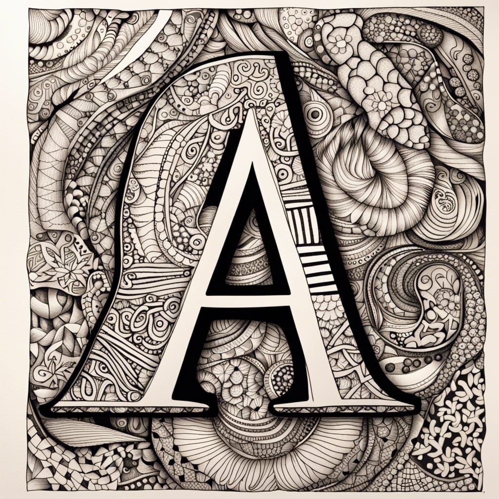 zentangle the letter A - AI Generated Artwork - NightCafe Creator
