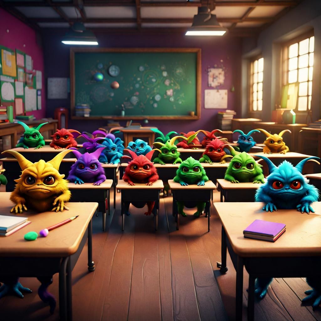 First day at school for the latest intake of monocolor gremlins - AI ...
