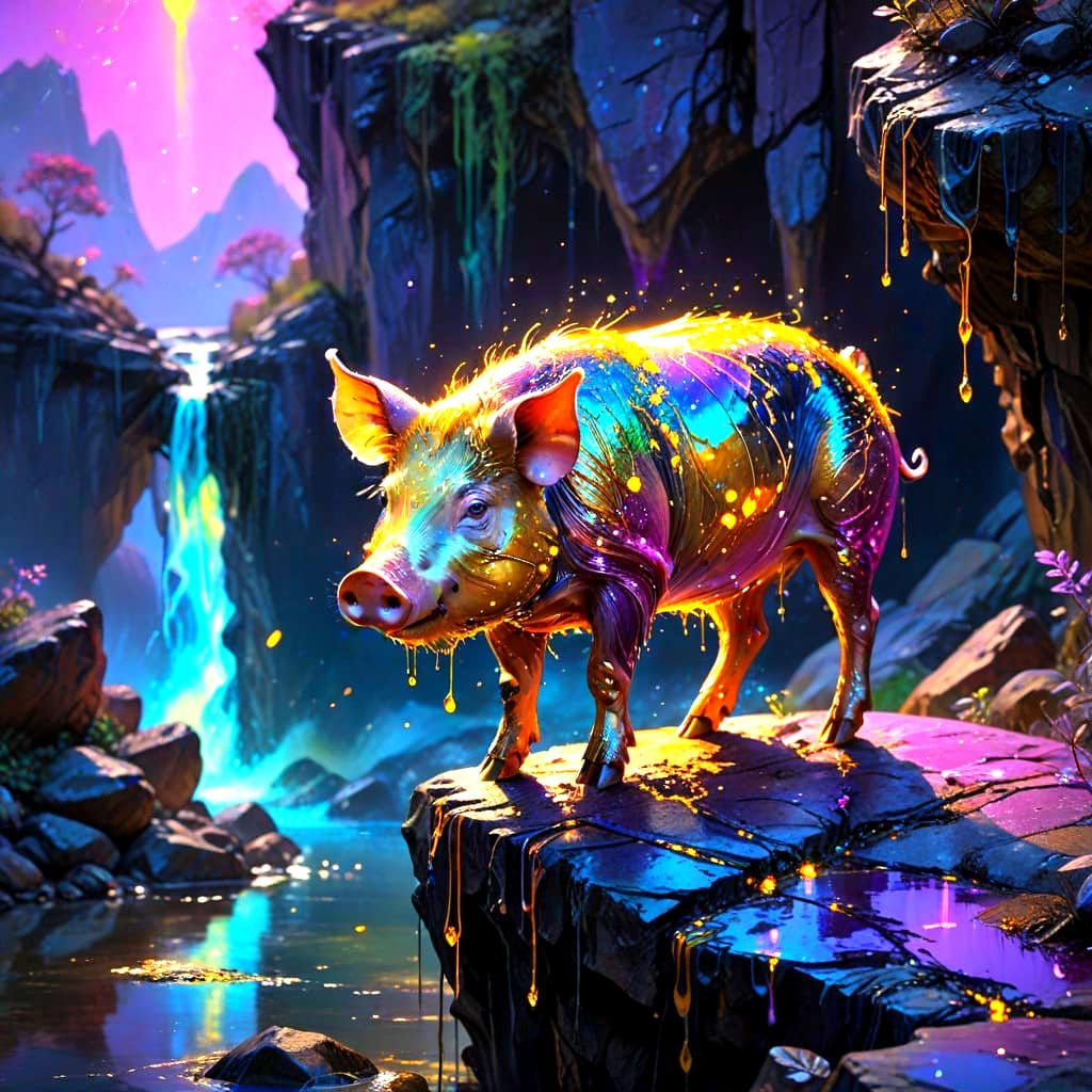 The Glowing Dripping Ink Pig: Wet Indeed Version