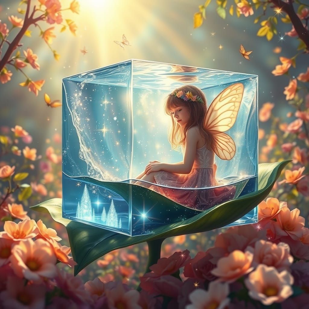 Mystical Cube. - Ethereal Fantasy Girl in Glorious Flower Ga...