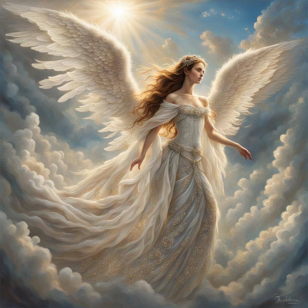Enchanting angel with majestic wings. - AI Generated Artwork ...