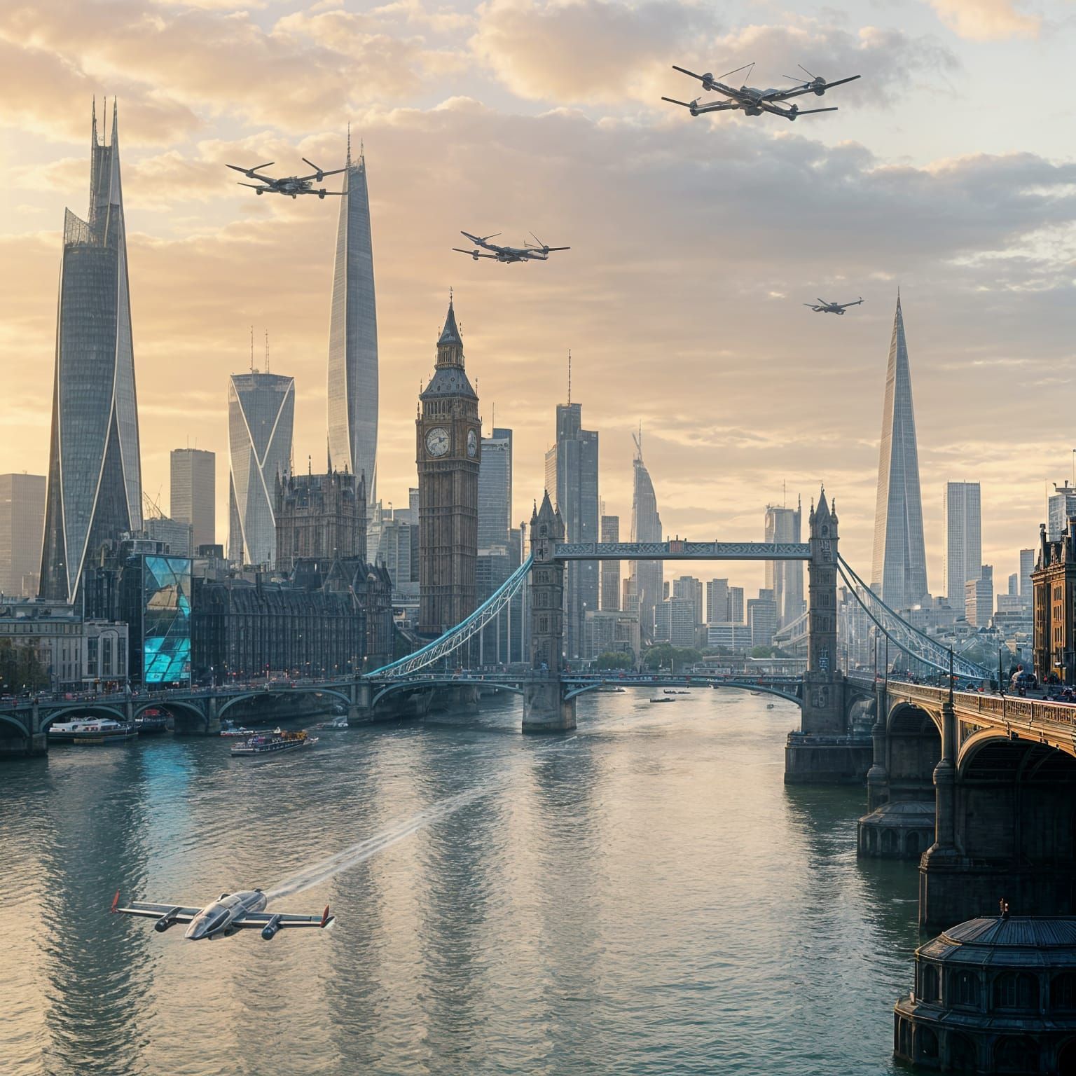 Cyberpunk London: Futuristic Skyscrapers Meet Hist... - AI Art
