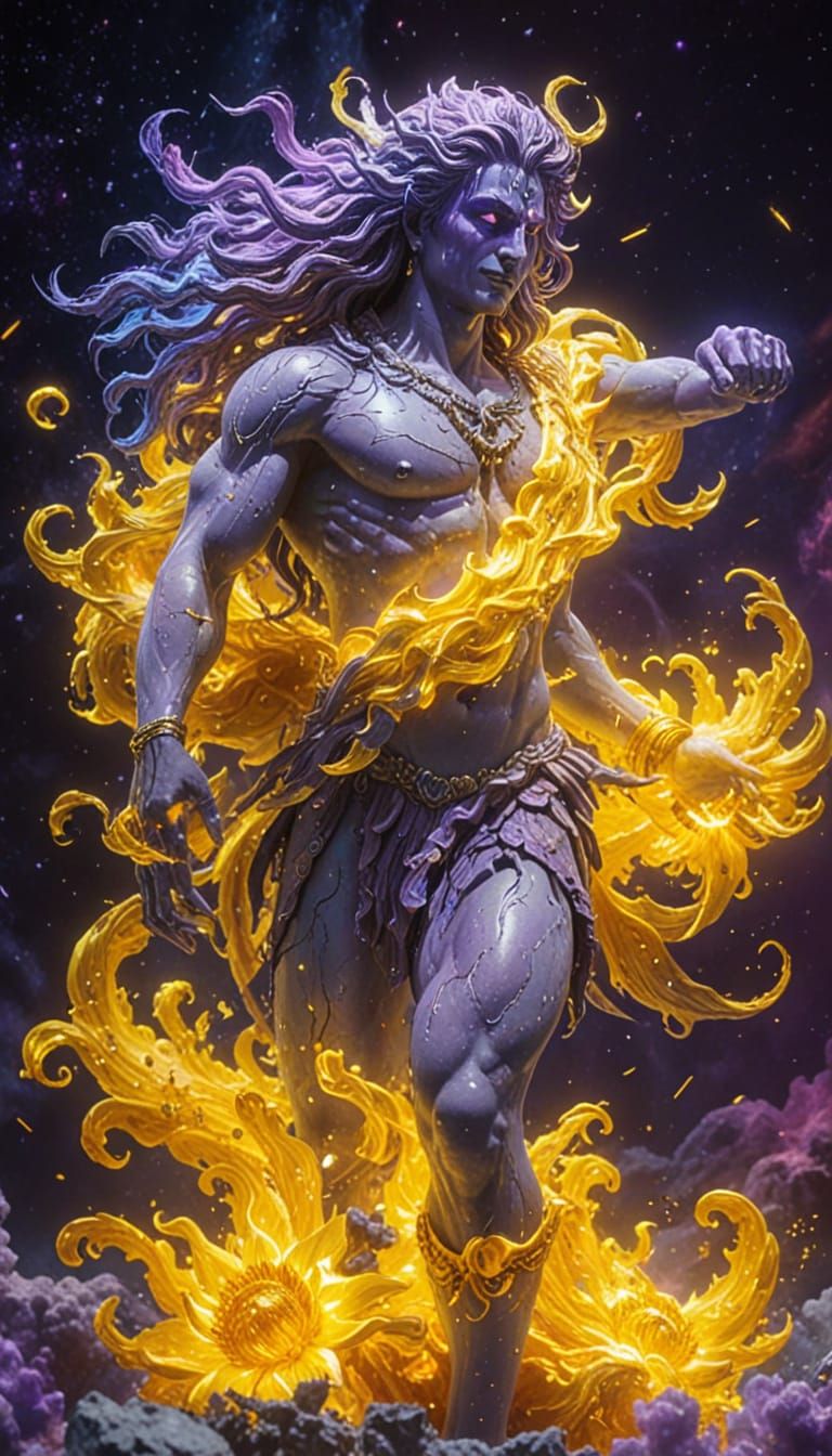 Cosmic Lord Shiva Emerging from Dark Matter in Div... - AI Art