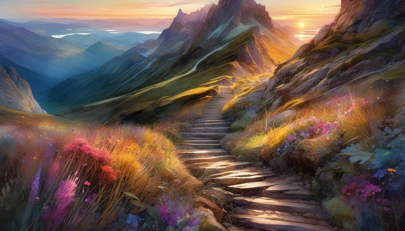 Mountain Path Painting - AI Generated Artwork - NightCafe Creator