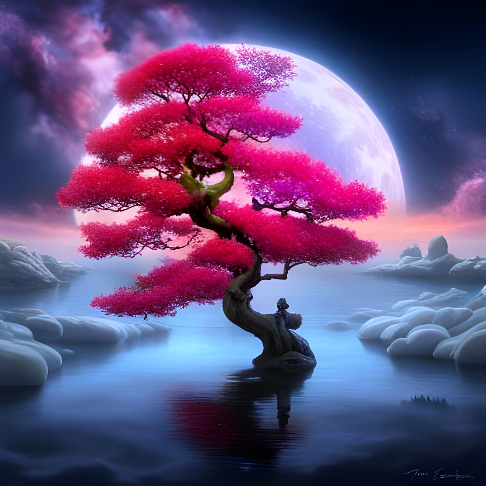 Futuristic Starscape with Bonsai Tree - AI Generated Artwork ...