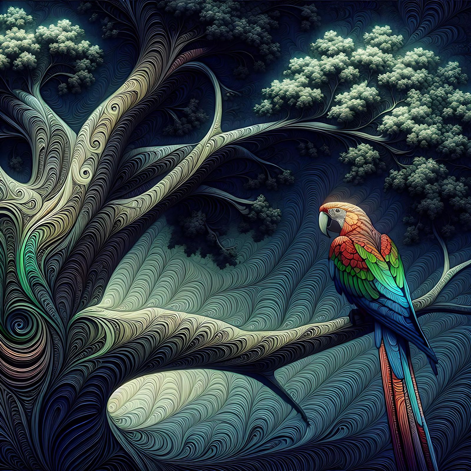 A Parrot At Midnight - AI Generated Artwork - NightCafe Creator