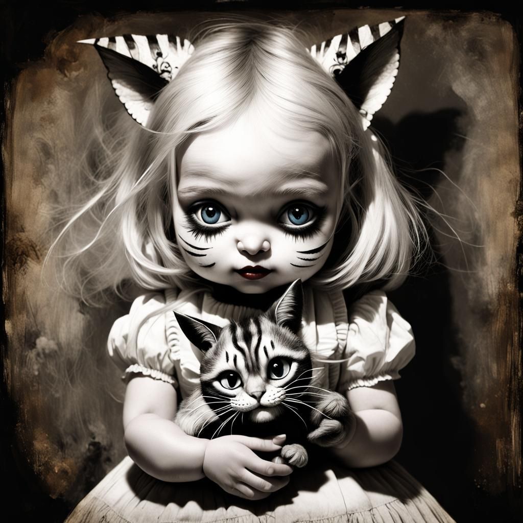 "Alice in Wonderland- Baby Alice holding Cheshire Cat'": photograph by ...