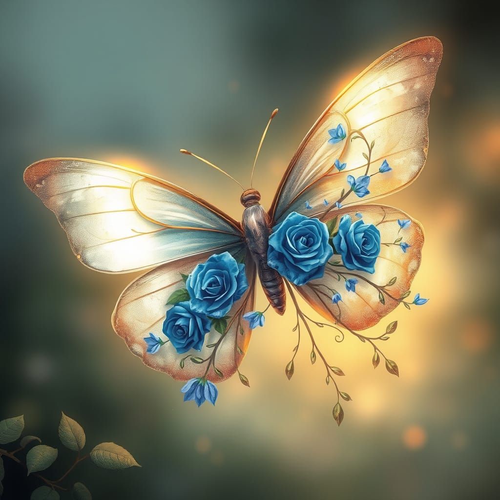 Resplendent Butterfly in Whimsical, Dreamlike Gard... - AI Art