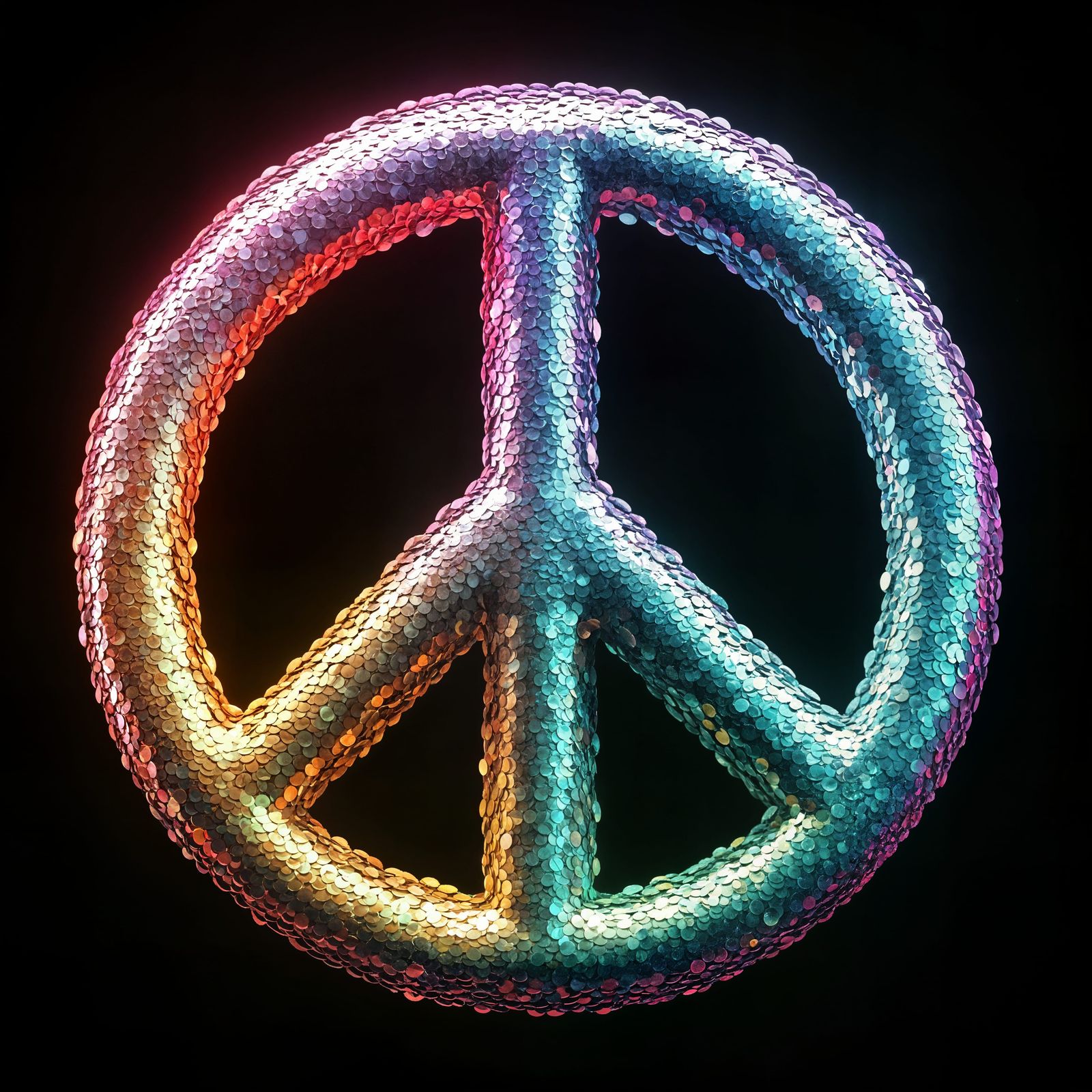 glitter sequin peace sign - Vibrant Glitter Peace Sign Close...