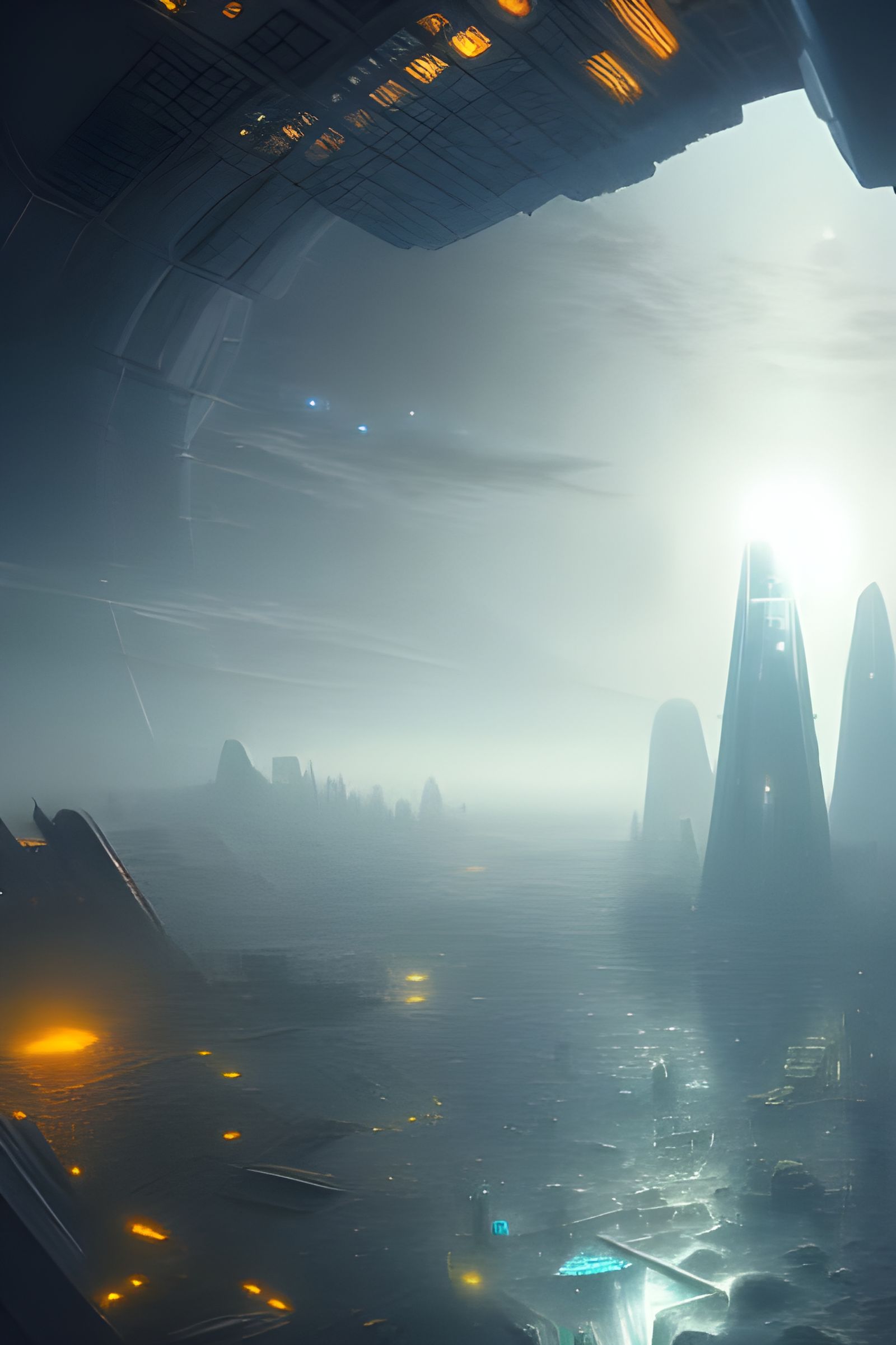 Sea Port on an Alien Planet - AI Generated Artwork - NightCafe Creator