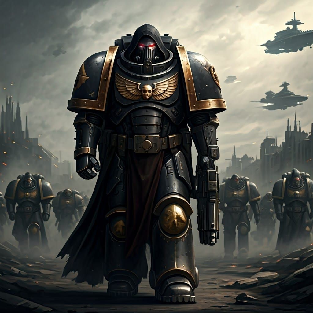 Gothic Power Armor Commander in Metallic Grey and ... - AI Art