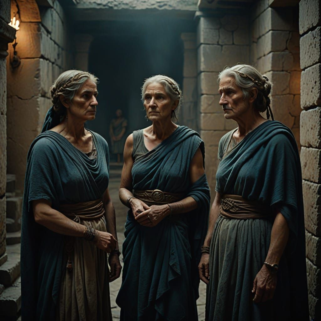 Ethereal Goddesses of Fate in Ancient Greek Mystic... - AI Art