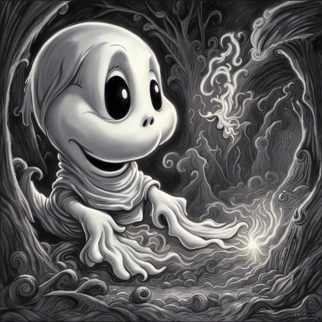 Cute Casper The Friendly Ghost 2D Animation oil painting by James ...