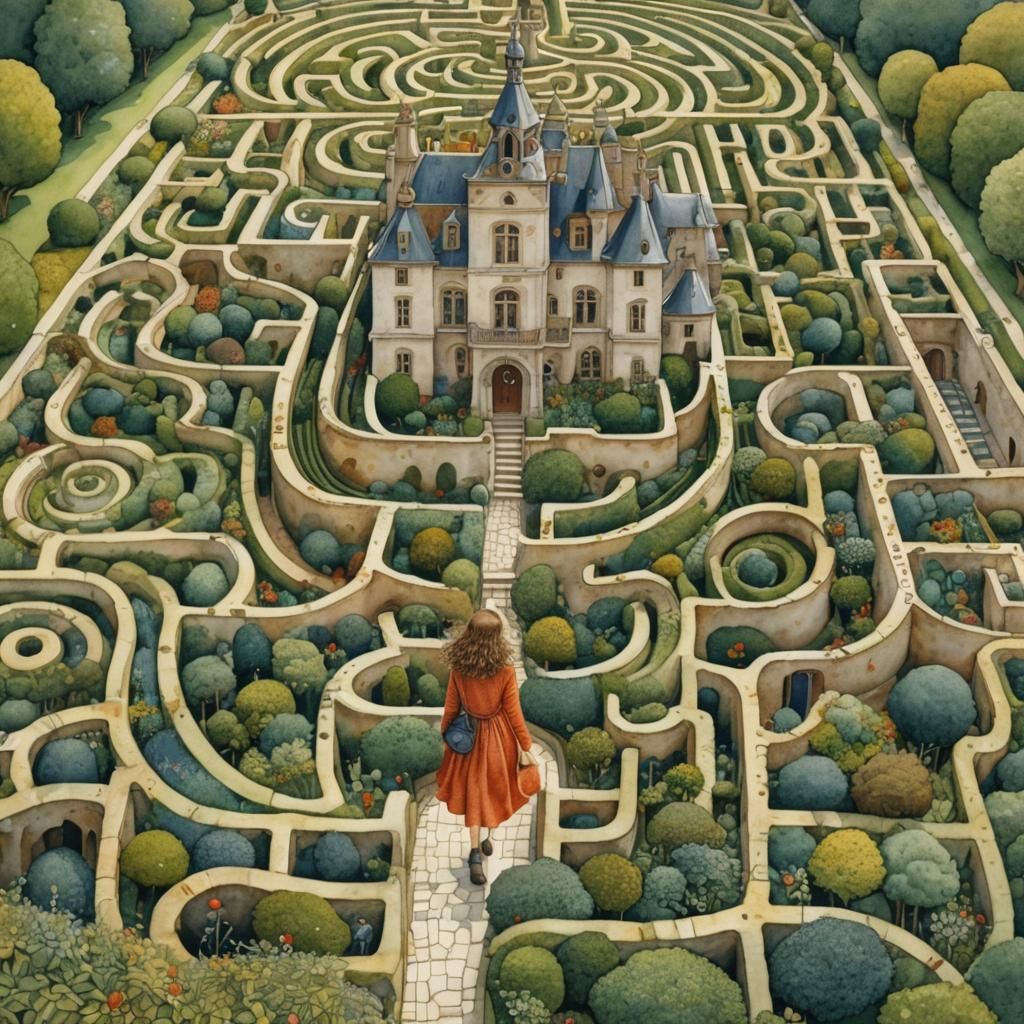 Curves and angles, the mathematical labyrinth- Daily challenge #824 - NightCafe