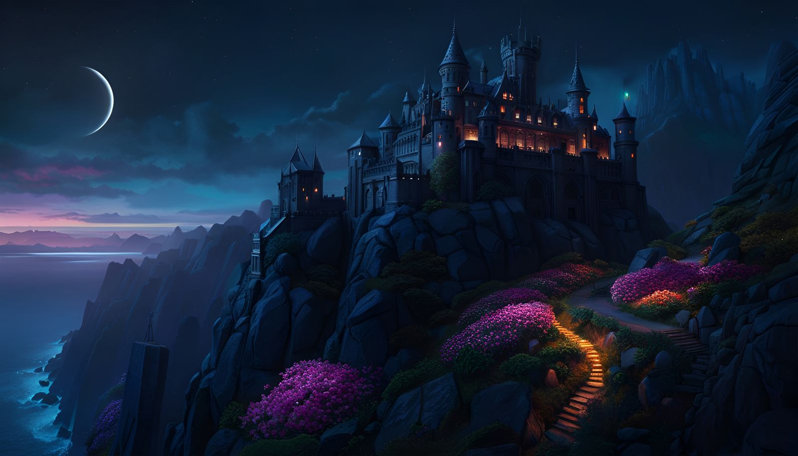 Dark Fantasy Castle 2 - AI Generated Artwork - NightCafe Creator