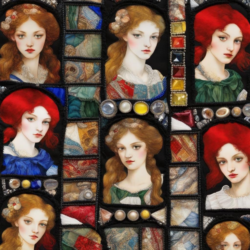 Patchwork, Portrait of the Face of a Beautiful Princess, Patchwork ...